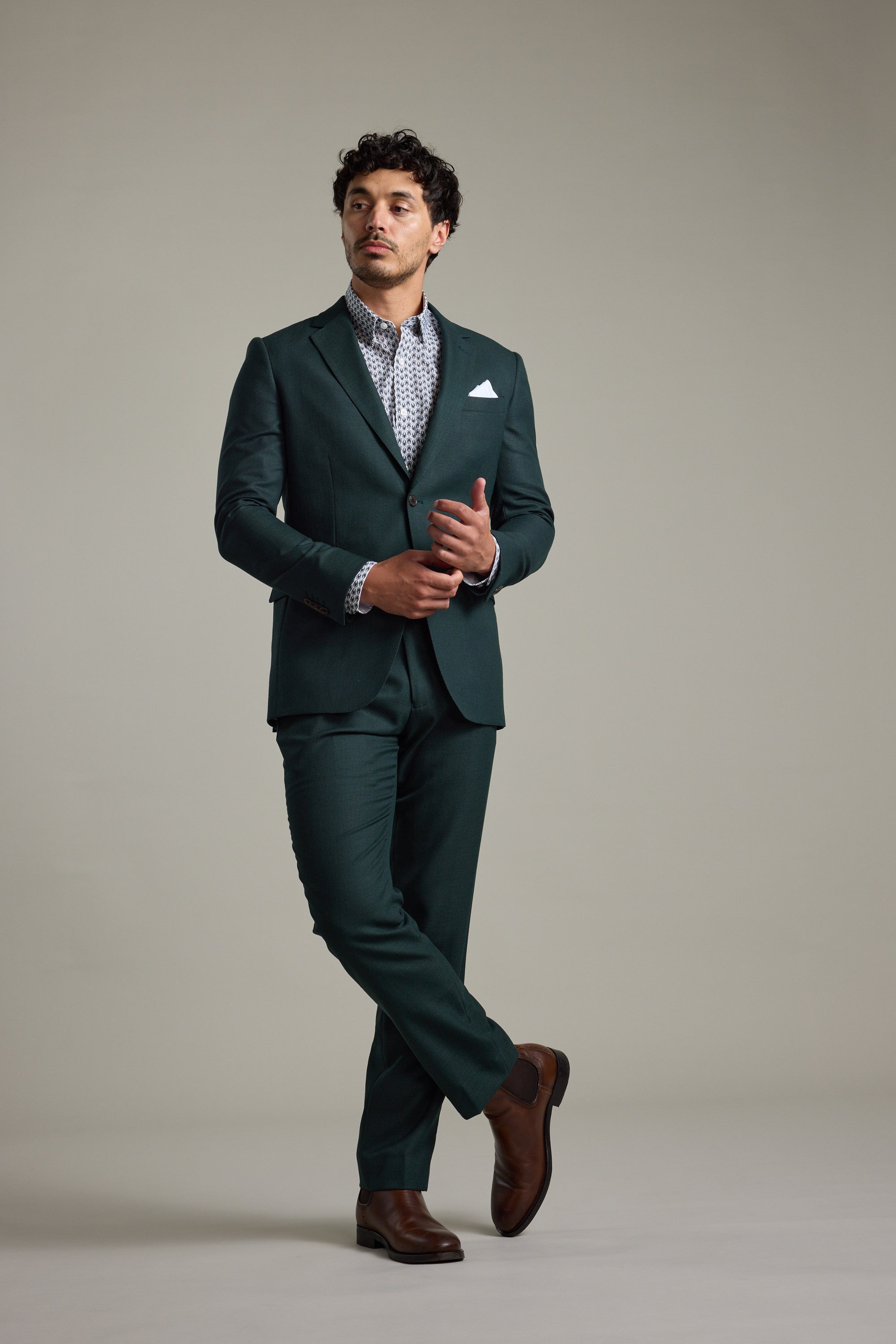 Shop Frederick Texture Suit Trouser (GREEN) | Barkers