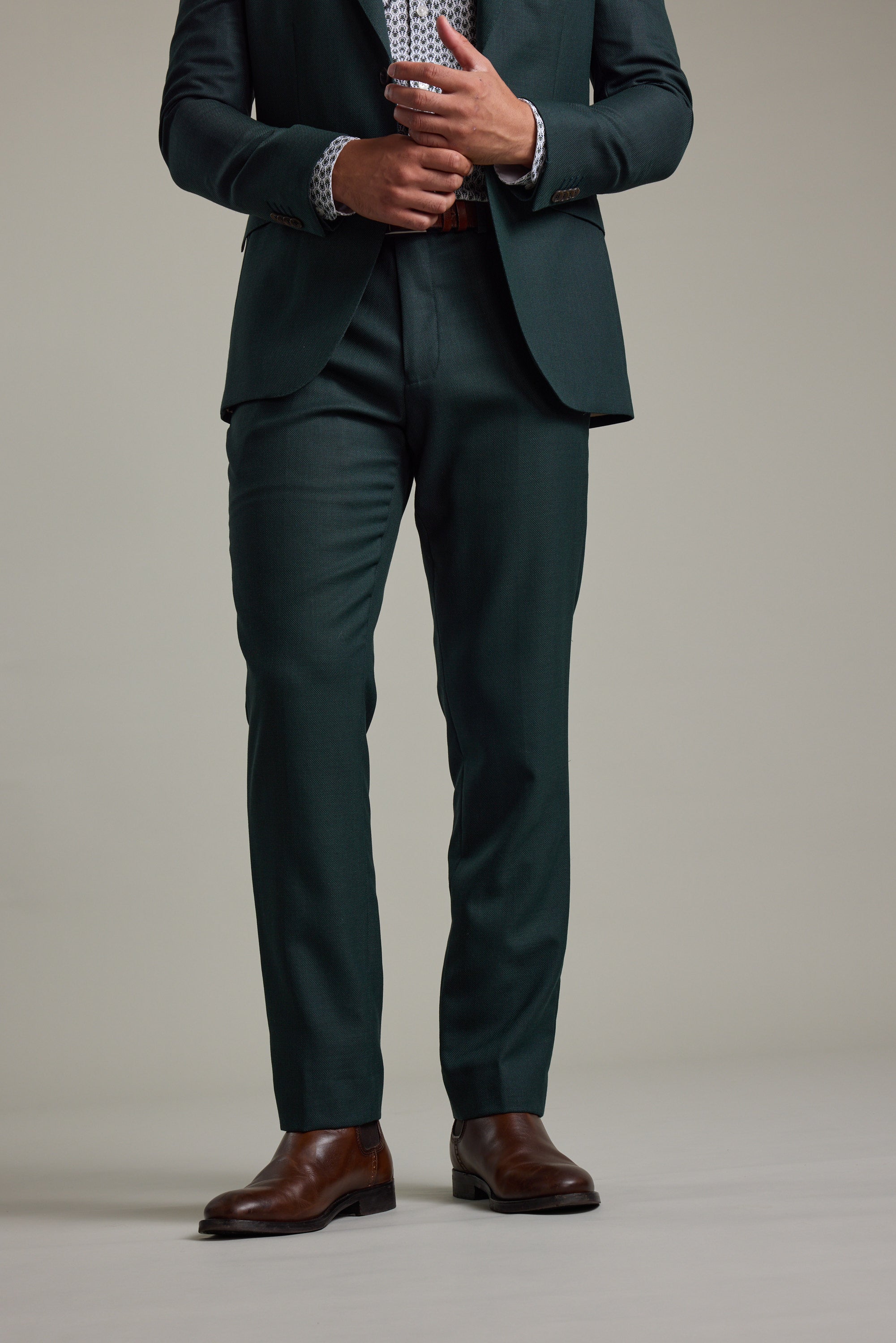 Shop Frederick Texture Suit Trouser (GREEN) | Barkers