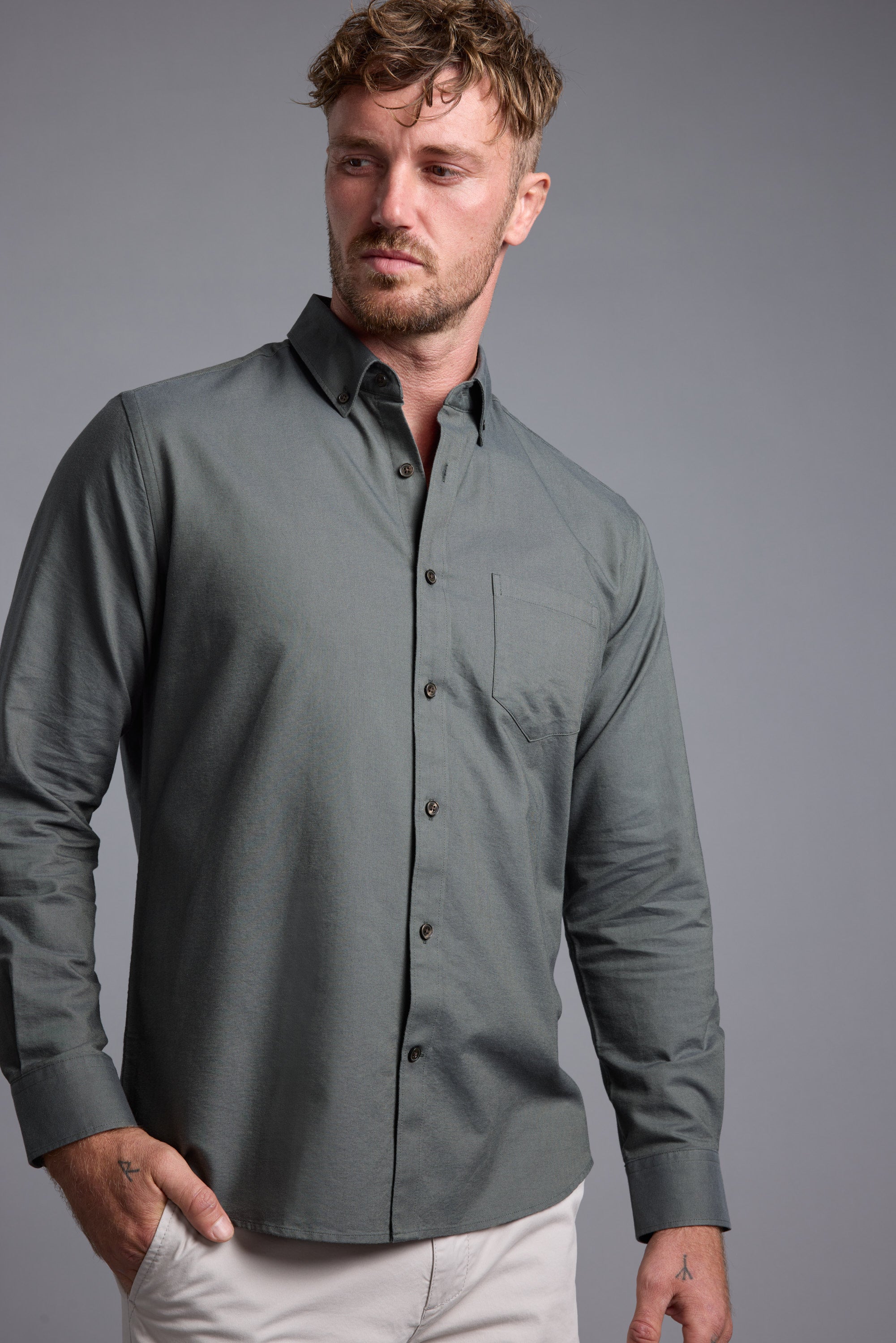 Shop Thatcher Oxford Shirt (GRAPHITE) | Barkers